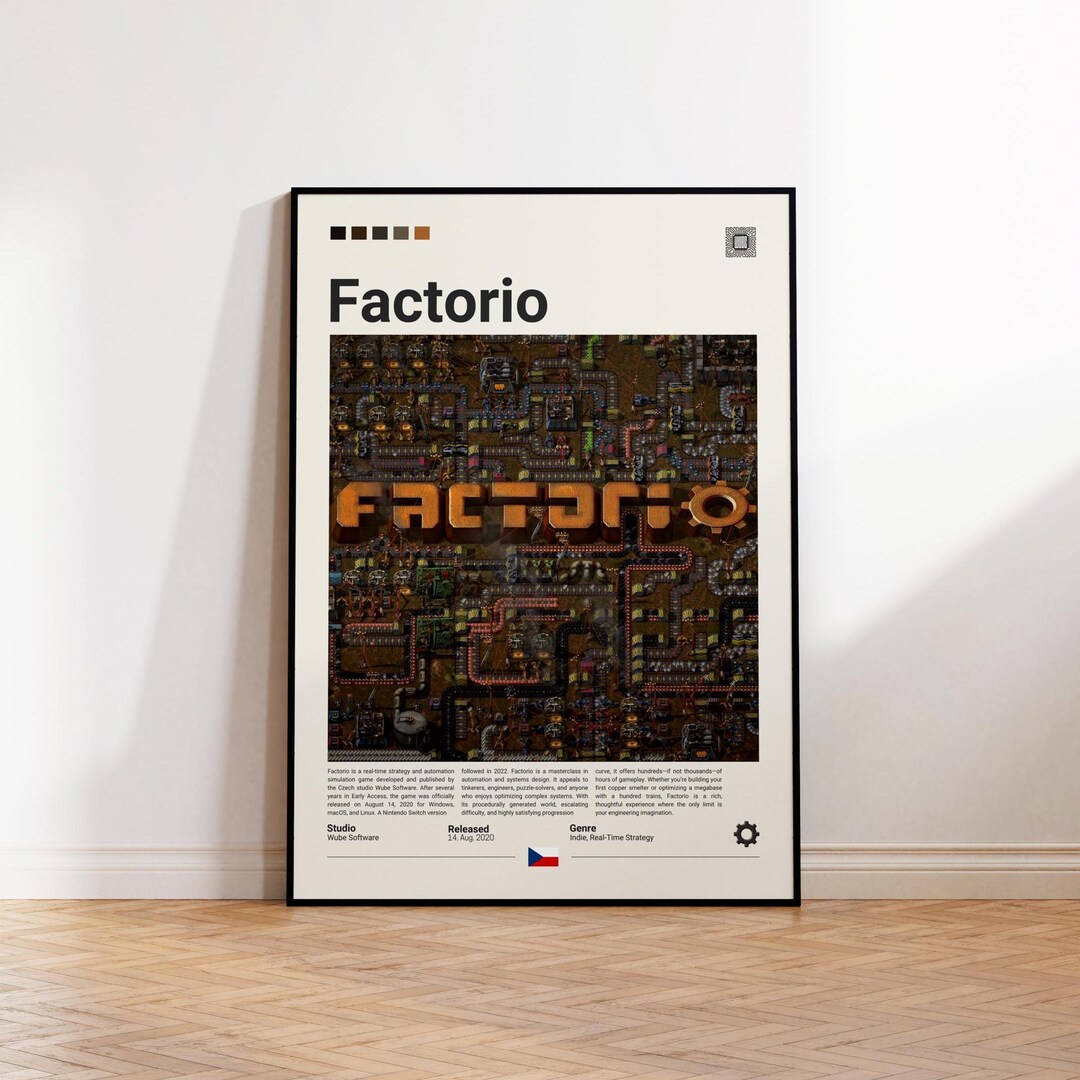 Factorio Poster, Video Game Poster, Minimalist Game Print, Gaming Room ...