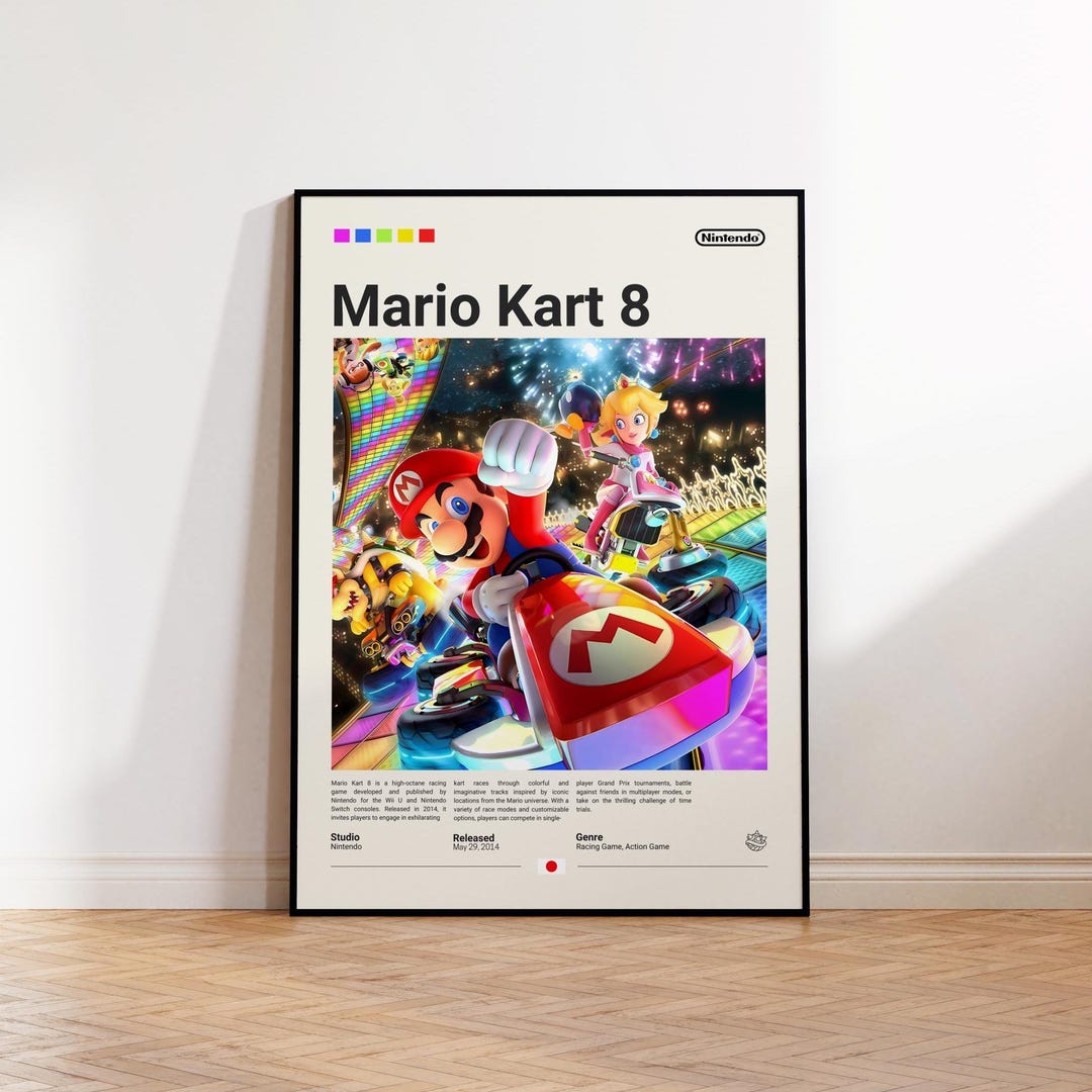 Mario Kart 8 Poster, Video Game Poster, Minimalist Game Print, Gaming ...