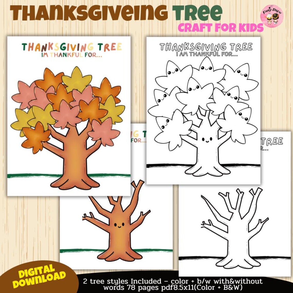 Thanksgiving Tree Craft for Kids | Gratitude Activity (PDF) - Etsy