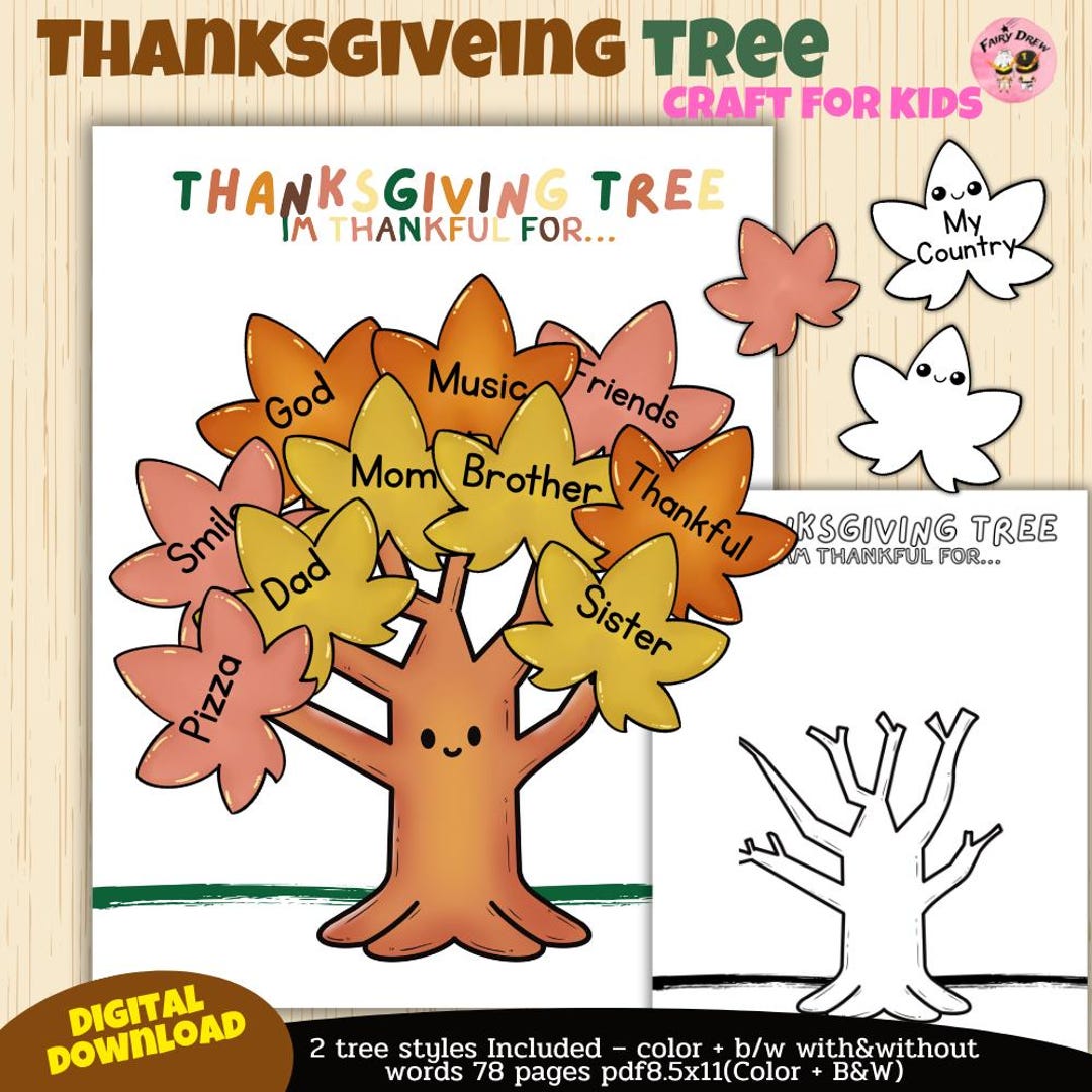 Thanksgiving Tree Craft for Kids | Gratitude Activity (PDF) - Etsy
