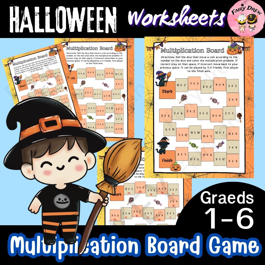 Halloween Multiplication Board Game | Fun Math for Grades 1-6 (PDF) - Etsy