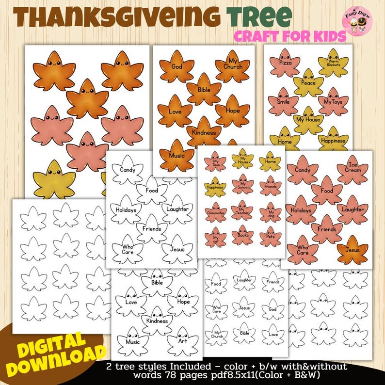 Manualidad de árbol de Acción de Gracias para niños / Actividad de ...