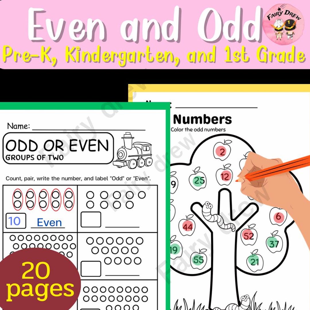 Even and Odd Numbers Worksheets: Kindergarten & 1st Grade (PDF) - Etsy