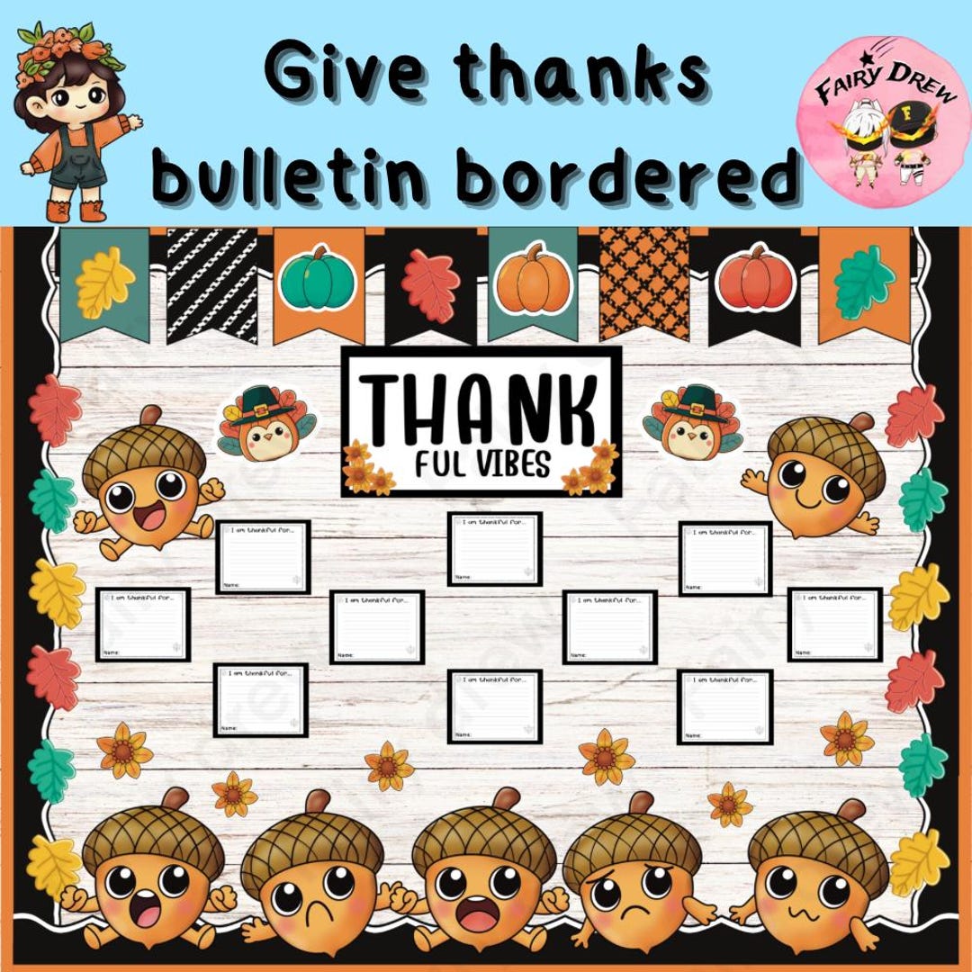 Give Thanks Bulletin Board Kit | Fall Classroom Decor | Thanksgiving ...