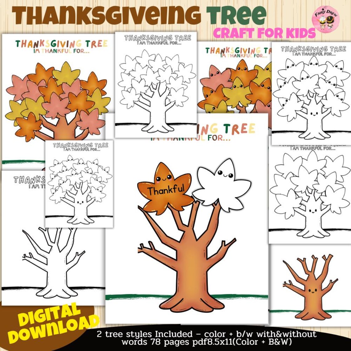 Thanksgiving Tree Craft for Kids | Gratitude Activity (PDF) - Etsy