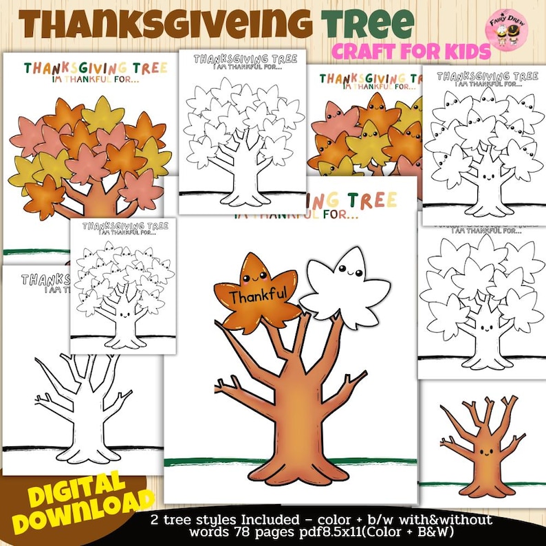 Manualidad de árbol de Acción de Gracias para niños / Actividad de ...