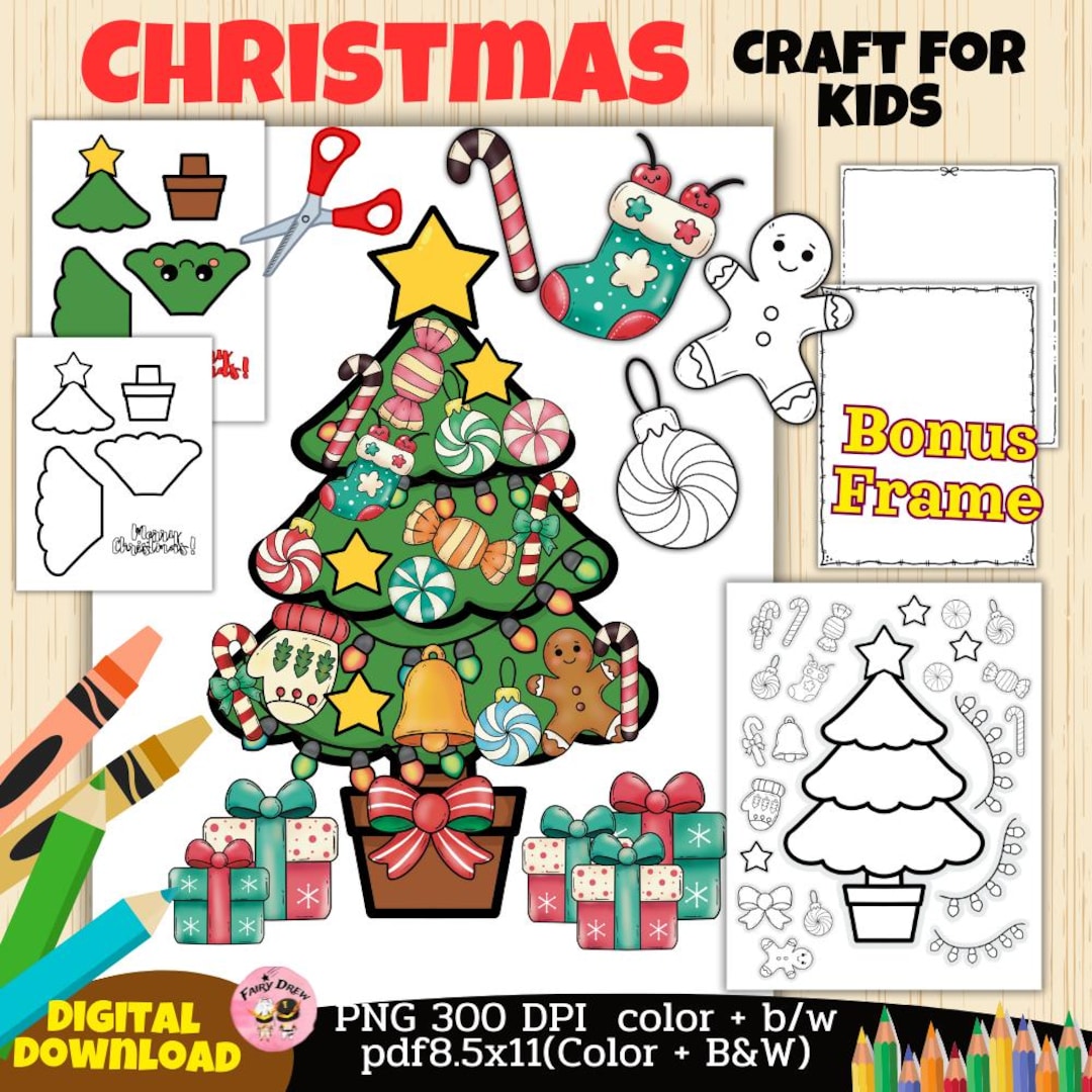 Christmas Tree Cut and Paste Printable | Coloring Pages & Scissor ...