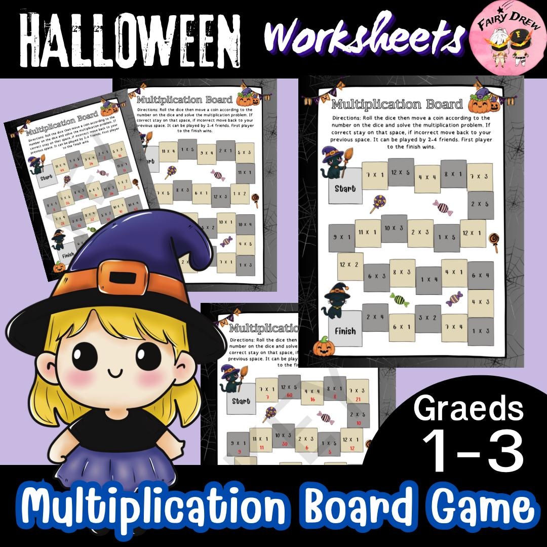 Halloween Multiplication Board Game | Grades 1-3 (PDF) - Etsy