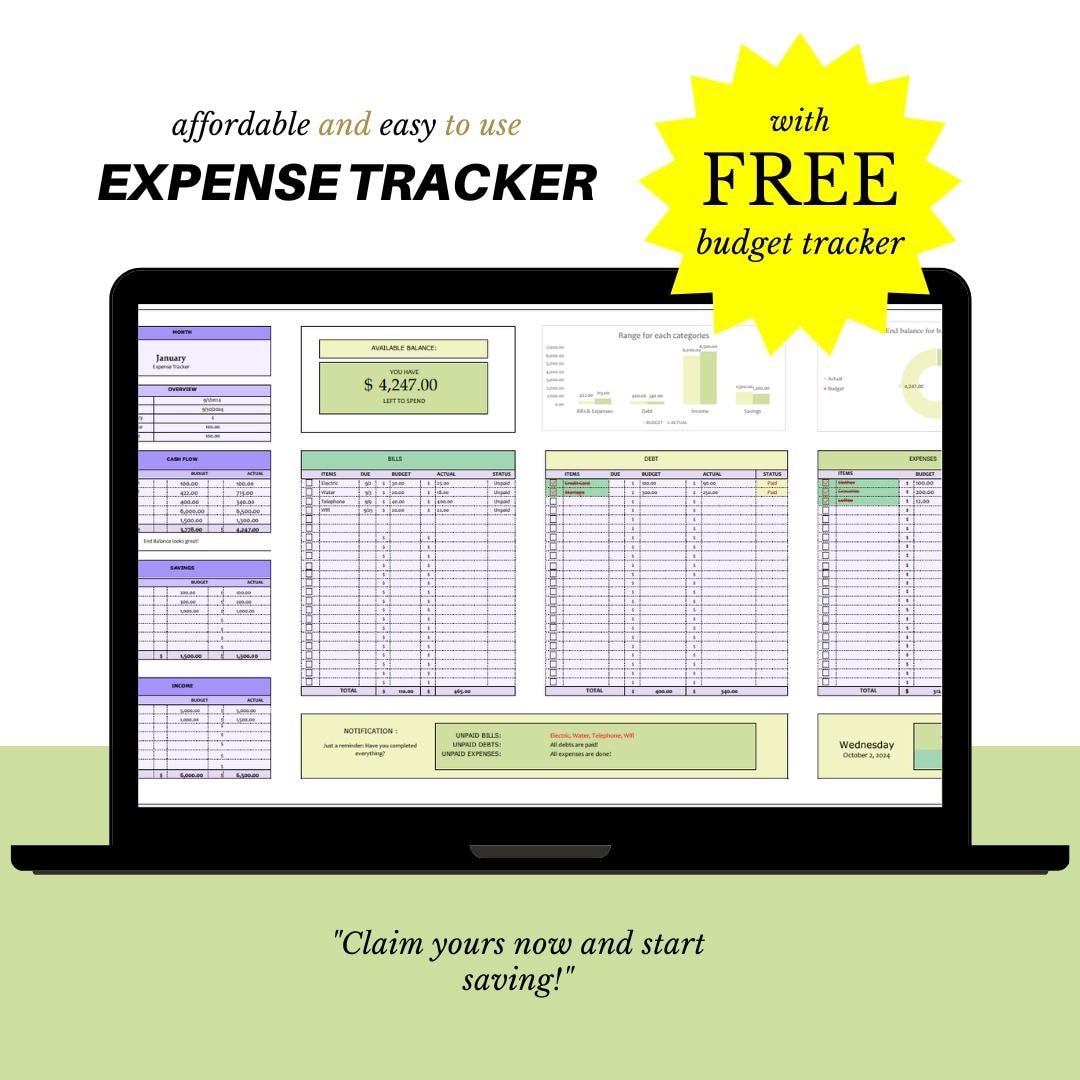 Excel Budget and Expense Tracker. Excel Personal Finance Tracker ...