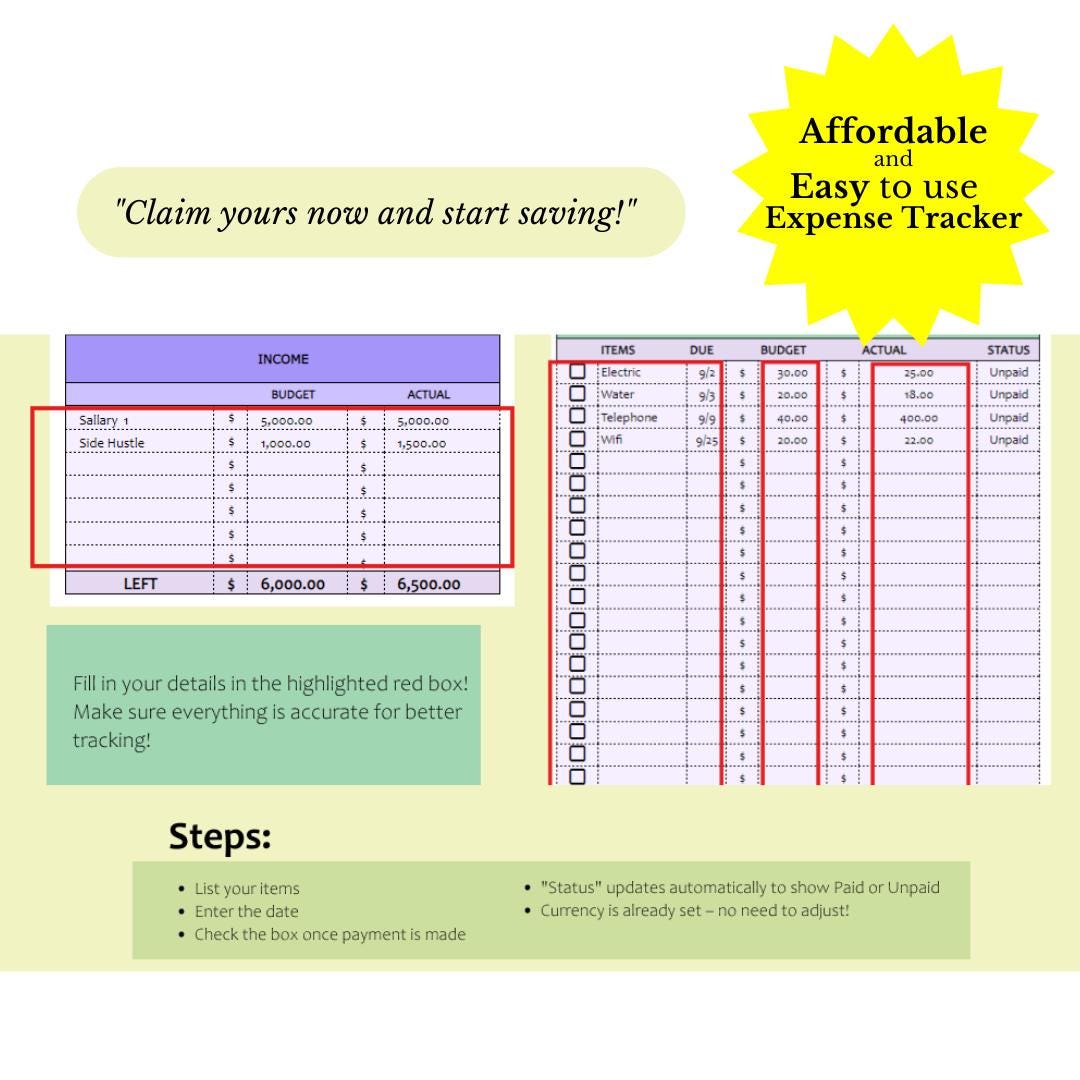 Excel Budget and Expense Tracker. Excel Personal Finance Tracker ...