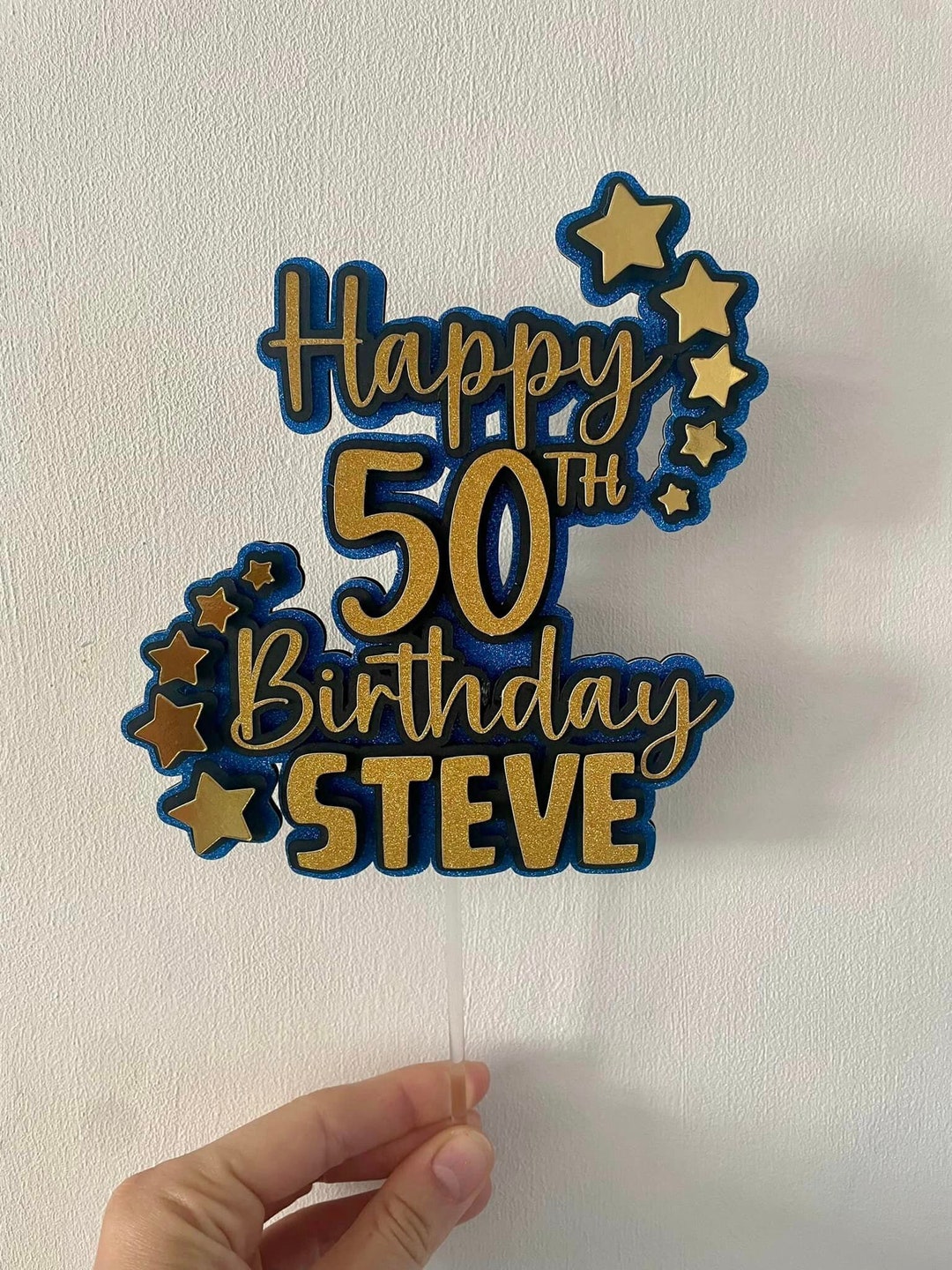 50th Birthday Cake Topper Personalised With Name Birthday Cake Stars - Etsy