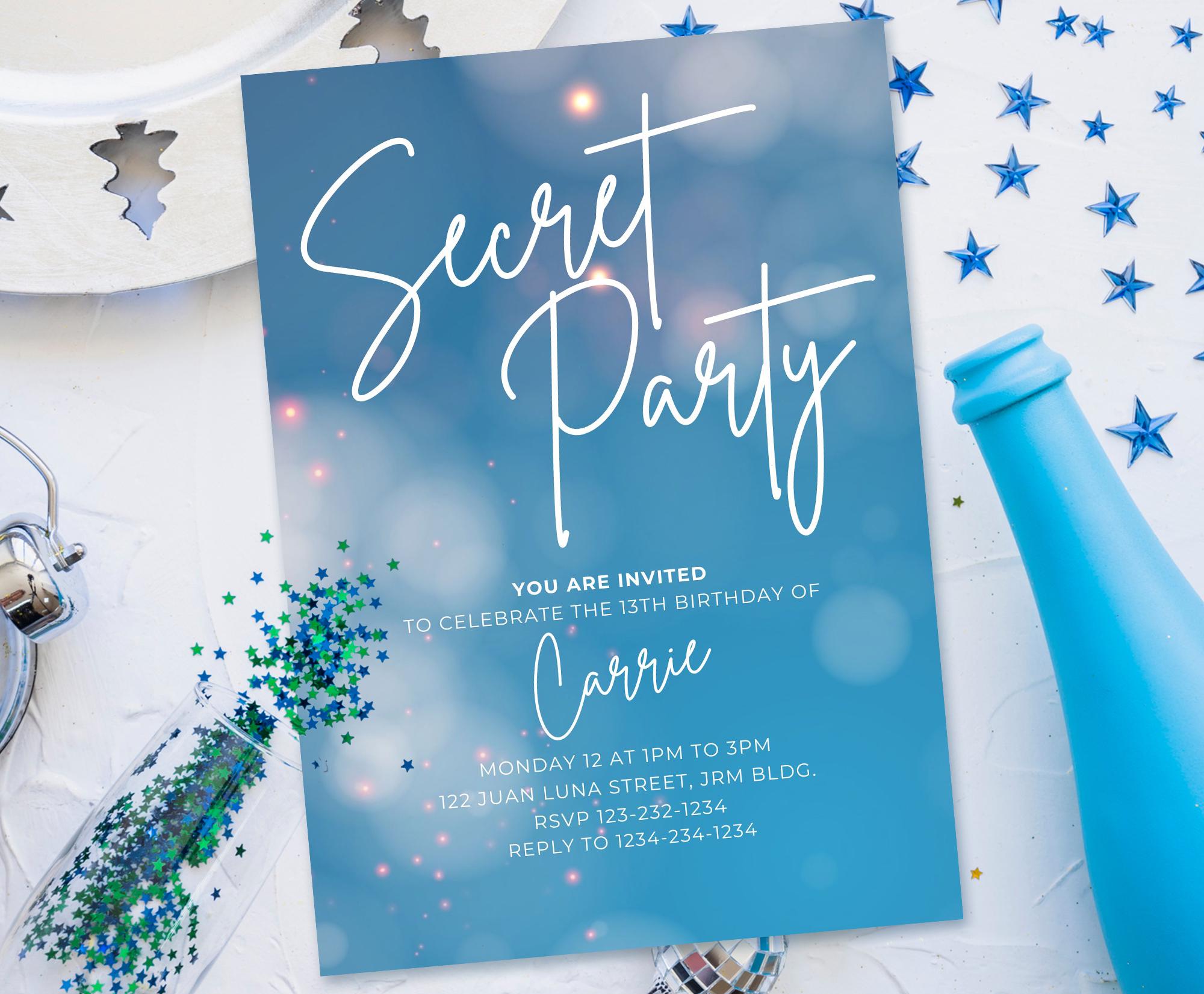 Sparkle & Secrets: Glam Party Invitation Fully Editable in Canva ...