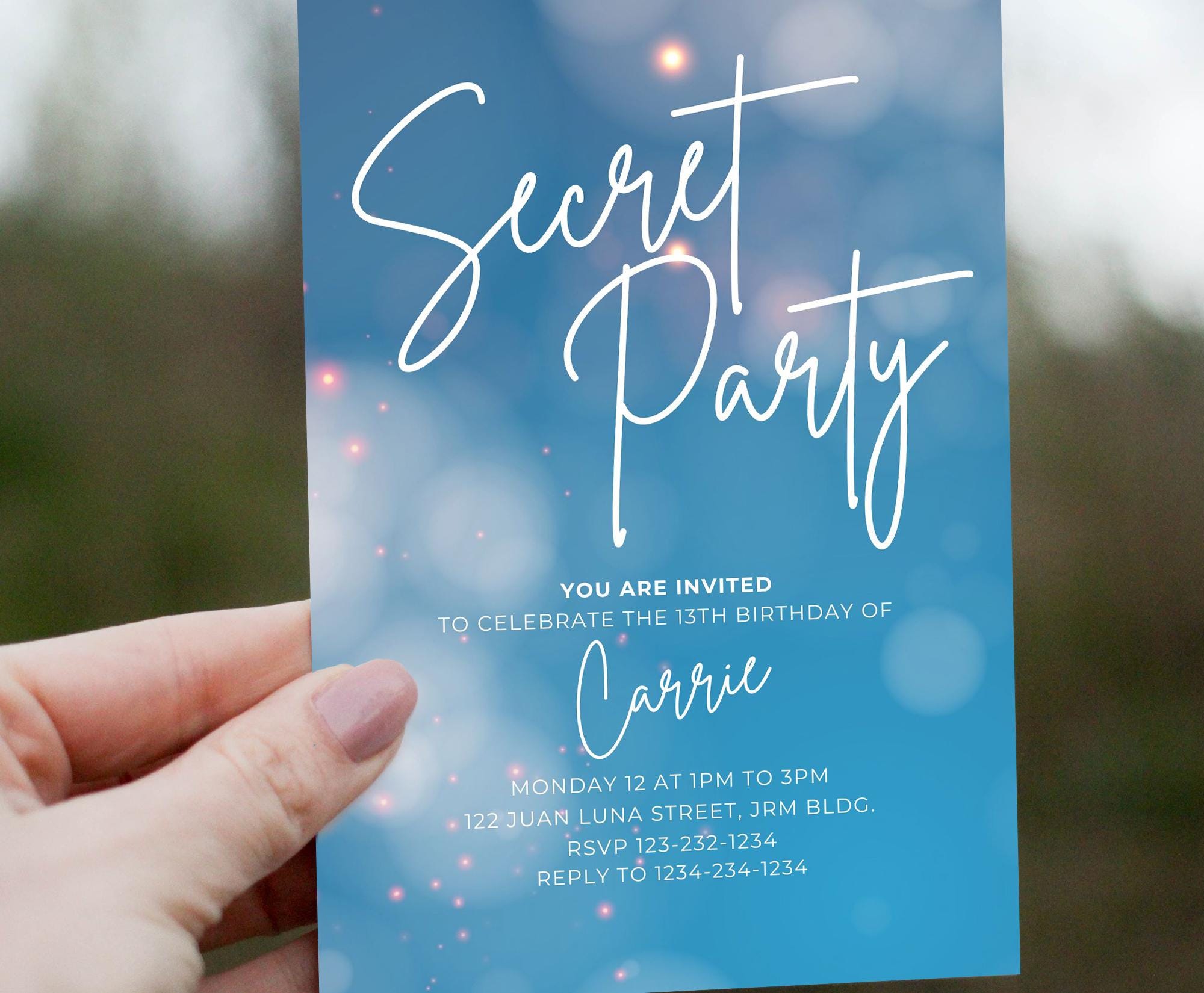 Sparkle & Secrets: Glam Party Invitation - Fully Editable in Canva ...