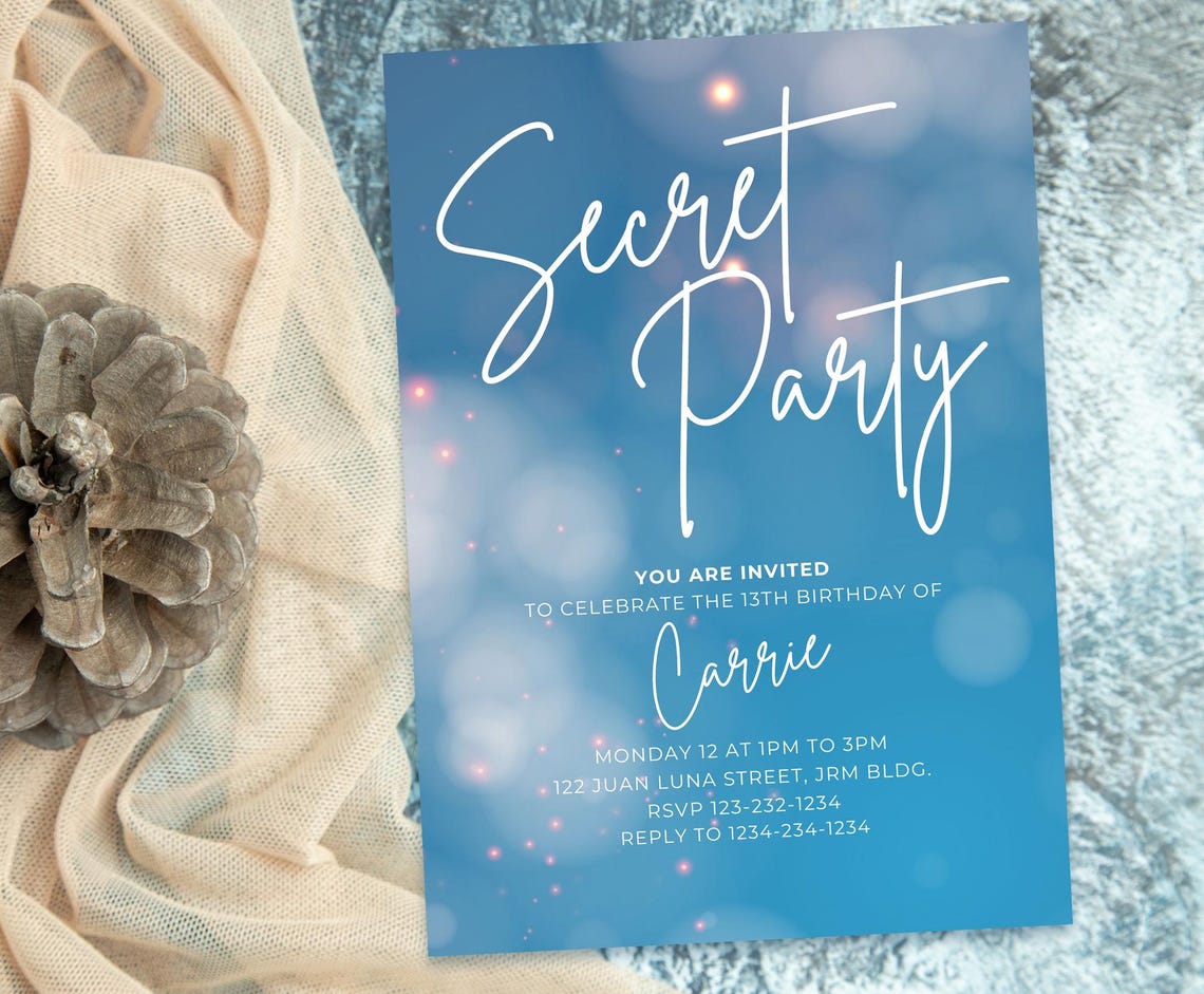 Sparkle & Secrets: Glam Party Invitation - Fully Editable in Canva ...