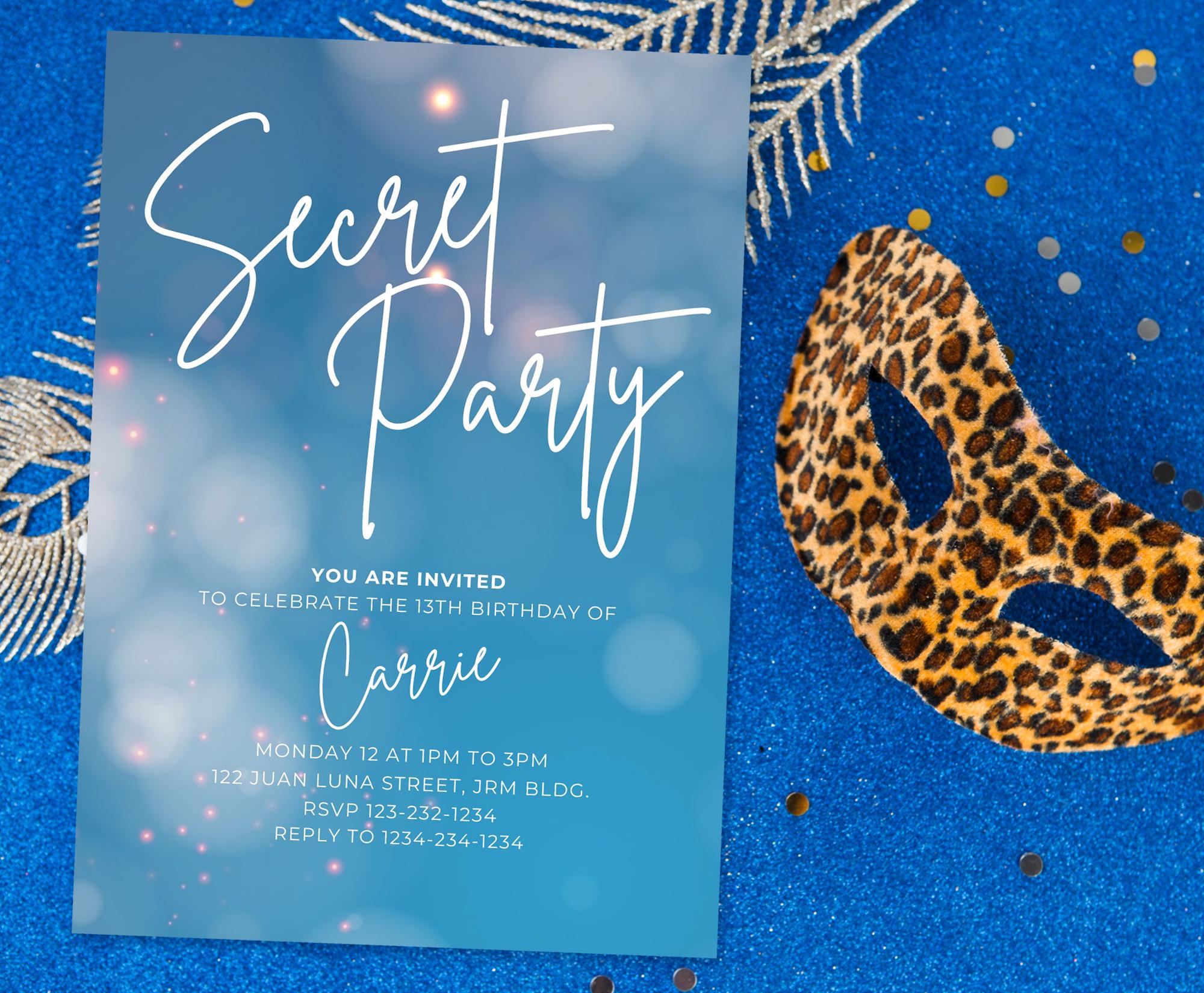 Sparkle & Secrets: Glam Party Invitation - Fully Editable in Canva ...
