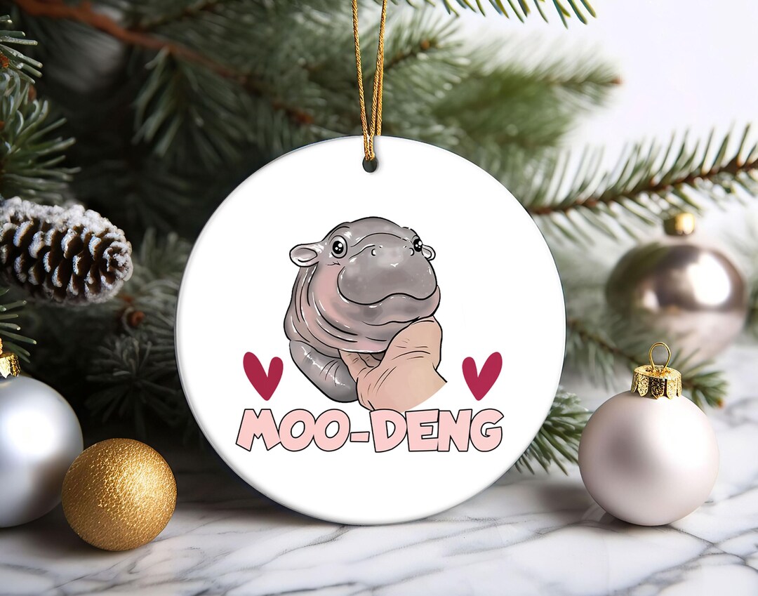 Funny Cute Baby Hippo Moo Deng Bouncy Pig in Thai Hippopotamus Ornament ...