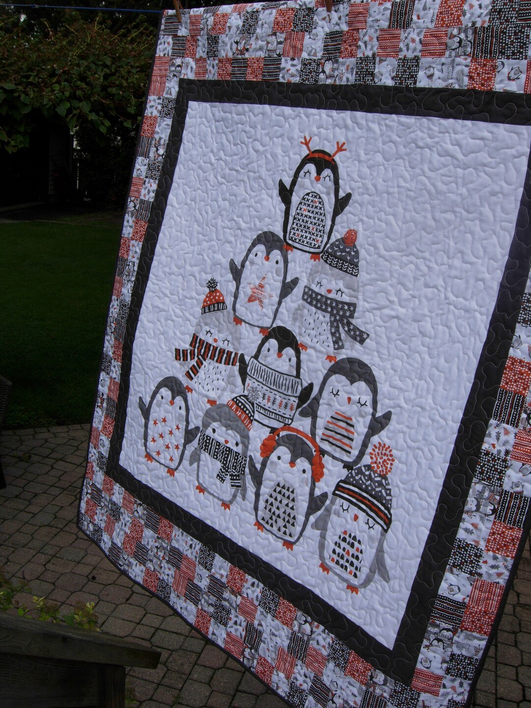 Sale*****mr Penguin's Adventure, Baby Boy Quilt, Bay Boy Panel Quilt ...