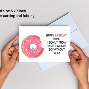 Funny Birthday Card, I Donut Know What Id Do Without You, Cute Pun With ...