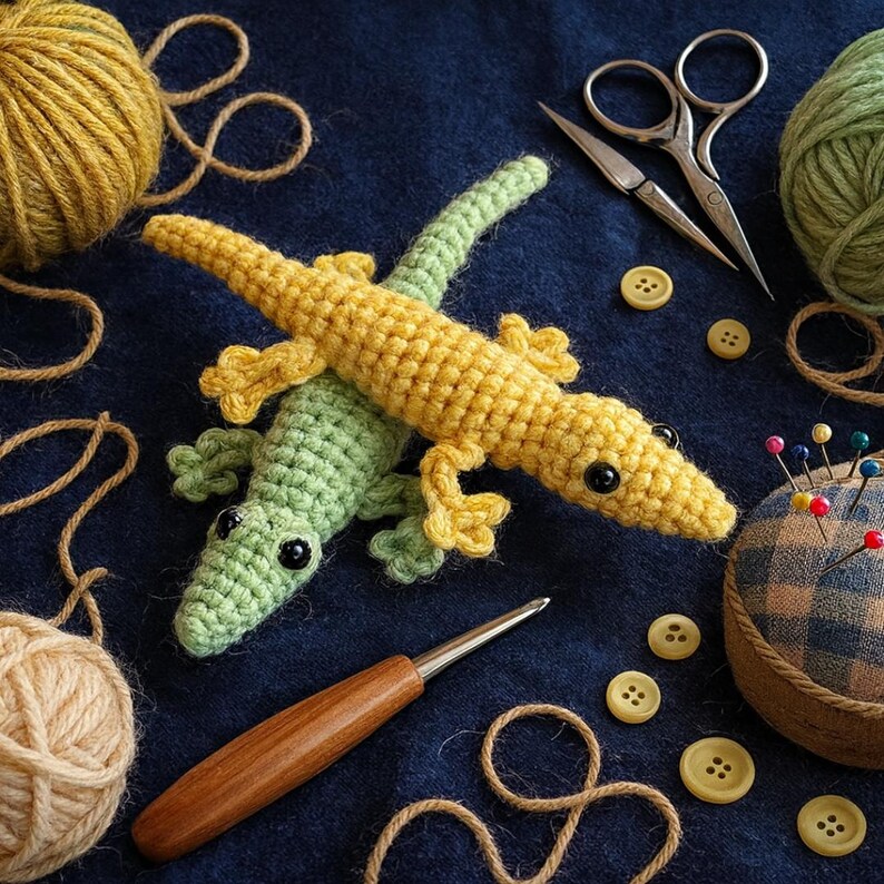 No-sew Mini Lizard Crochet Pattern • Crochet Lizard Pattern • Easy ...