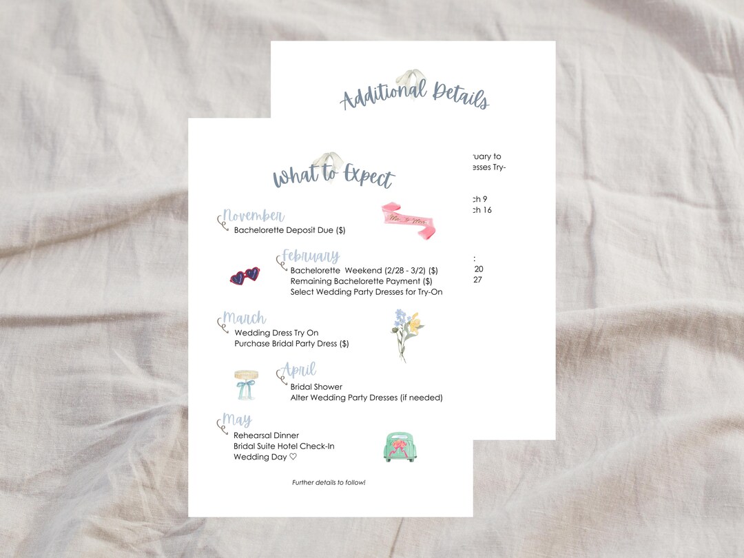 EDITABLE What to Expect Bridal Party Template Minimal & Simple Design ...