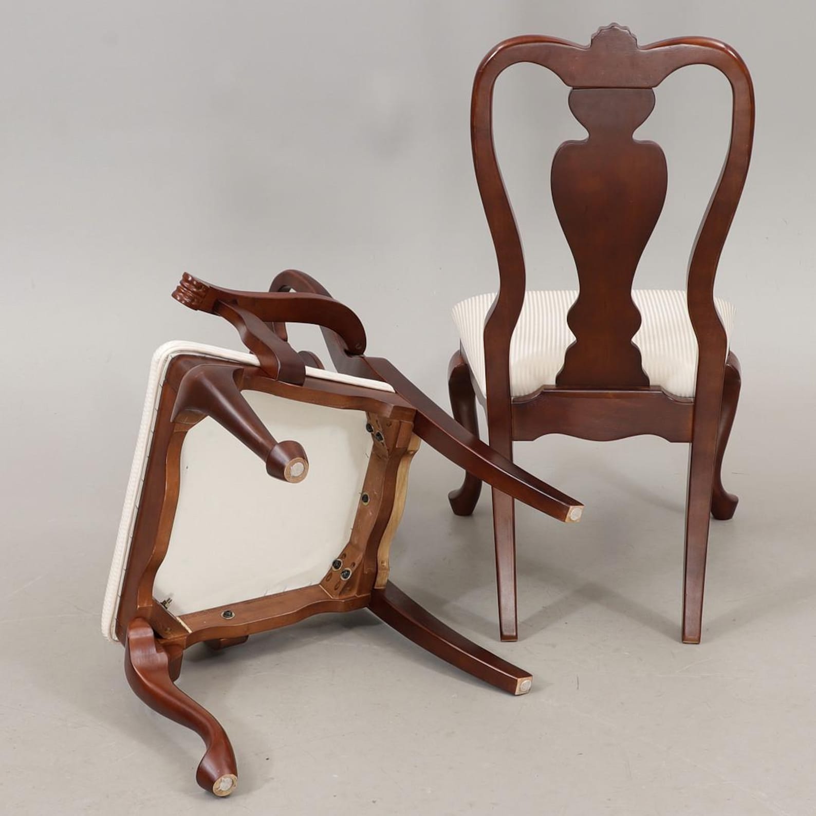 Queen Anne Mahogany Dining Set – Extendable Table With 6 Chairs ...