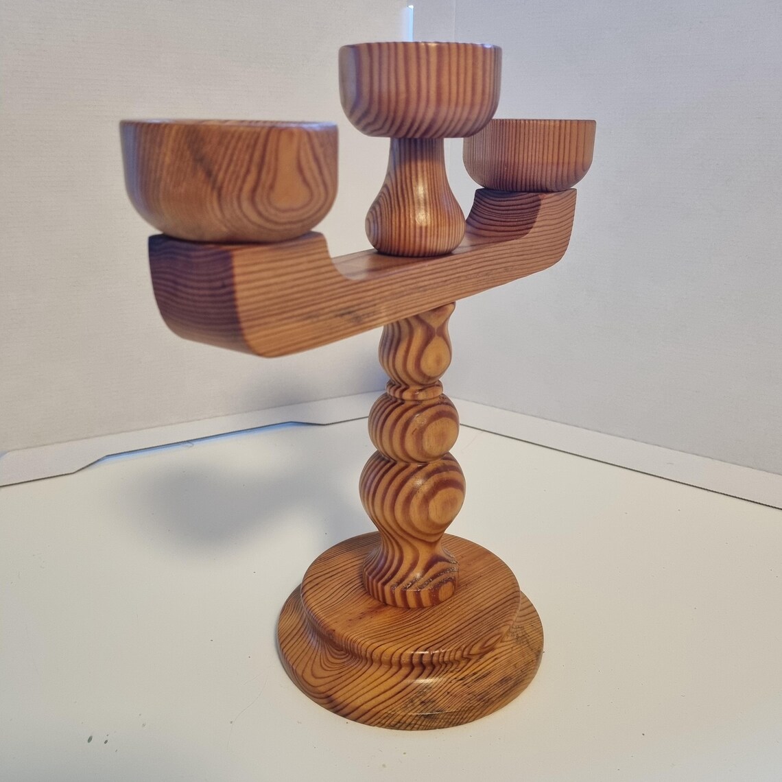 Smalands Slojd Design Stig Johnsson Varnamo Sweden Wooden Candle Holder ...