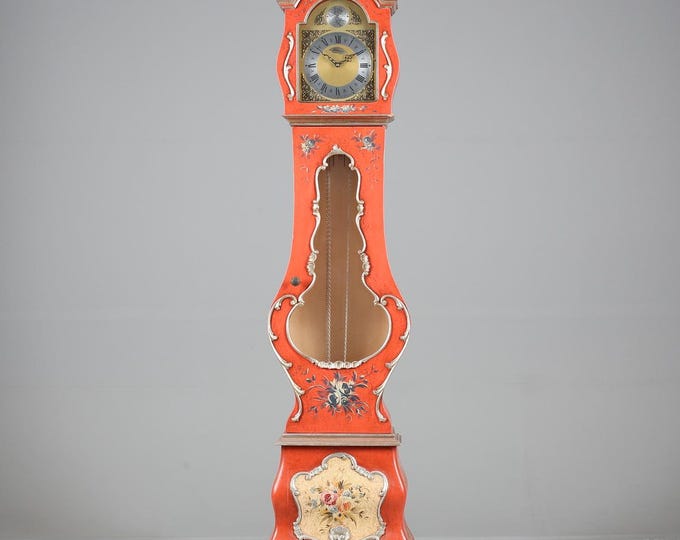 Red Hand-painted Grandfather Clock: Ornate Vintage Floral Floor Clock ...