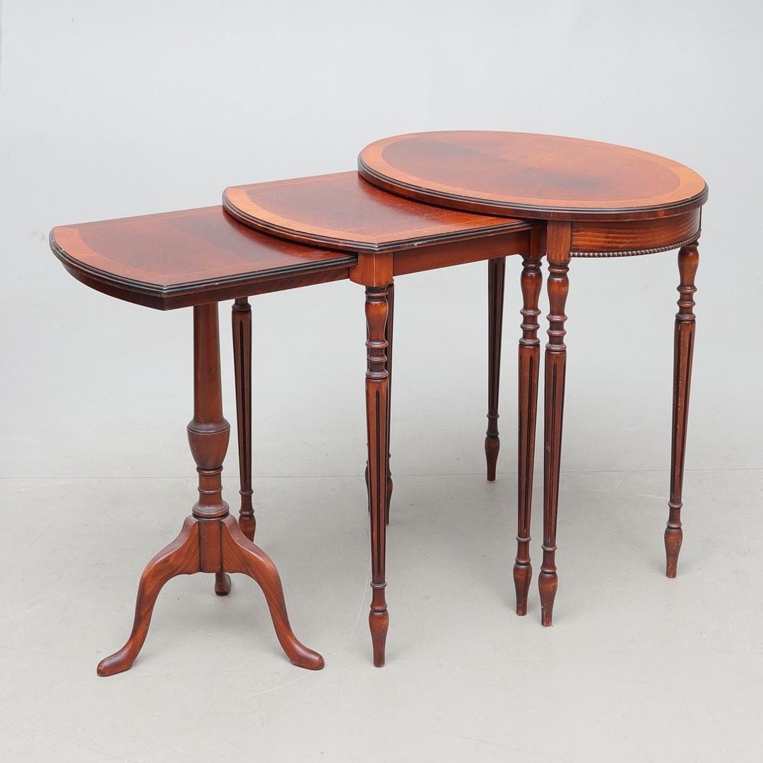 Victorian Table Set - Expandable 3-part Mahogany Side Tables, Elegant ...