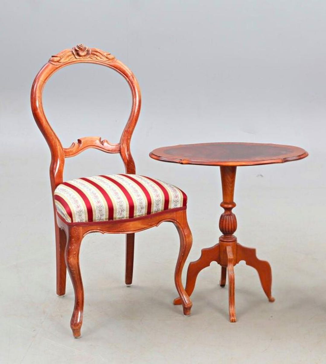 Antique Victorian Chair and Side Table Set | Late 19th - Early 20th ...