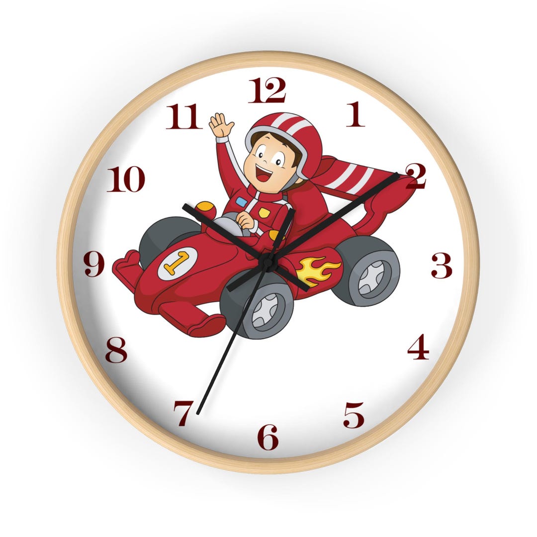 Racing Car Wall Clock for Kids' Room - Etsy