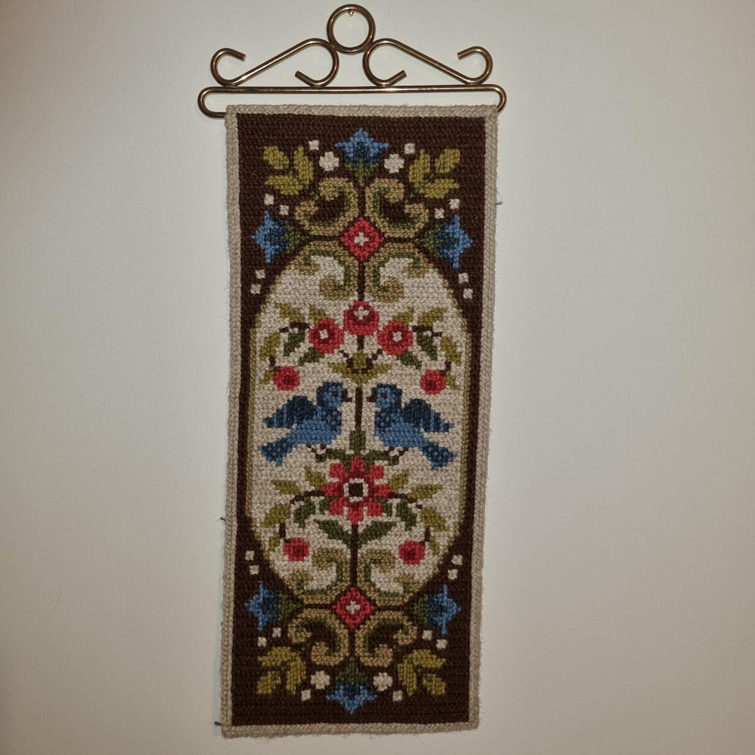 Vintage Scandinavian Embroidered Wall Hanging 1960s, 1970s Handmade ...