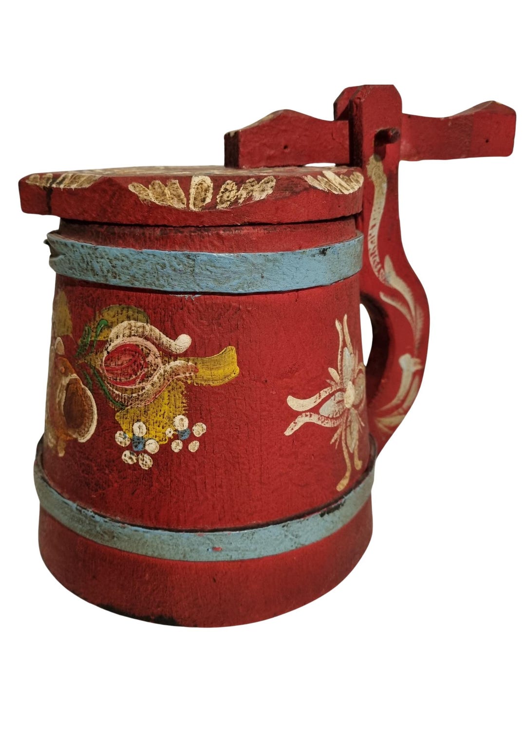 Antique Swedish Allmoge Wooden Storage Vessel – Hand-painted Kurbits ...
