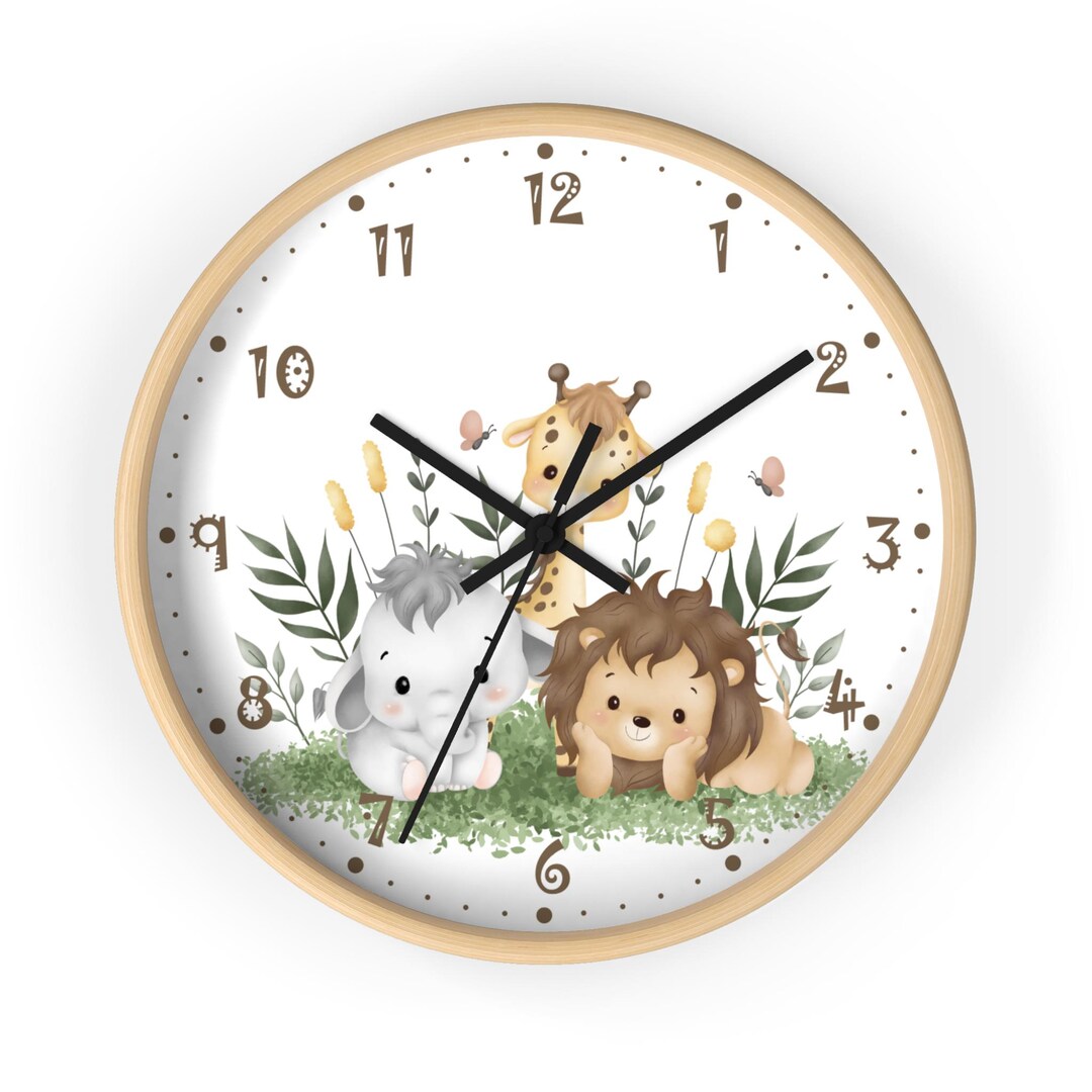 Safari Wall Clock for Kids , Playroom Wall Clock , Nursey Wall Clock ...