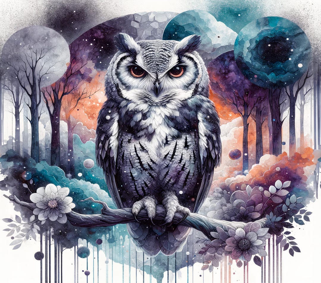 20 Oz Skinny Owl Tumbler, Watercolor Design - Etsy