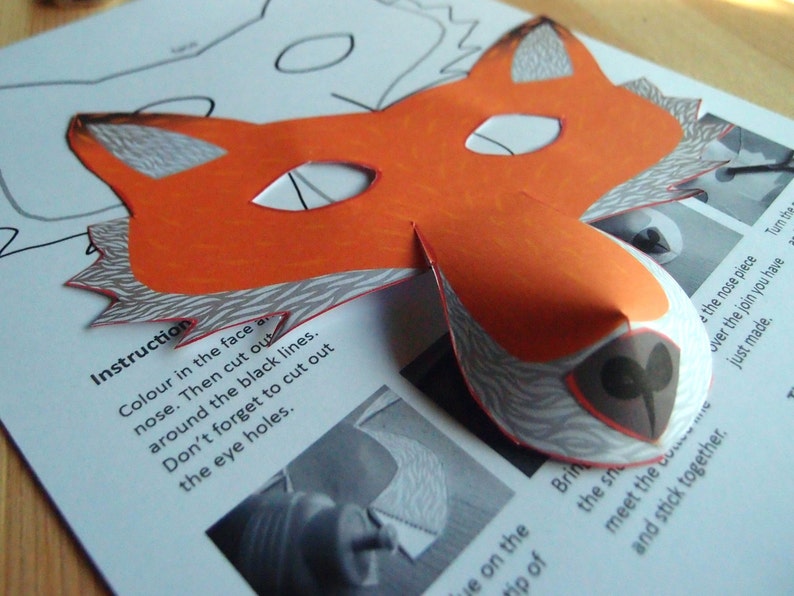 Fox Mask - Printable Craft Kit - Kid's Party Activity - DIY Costume - Etsy