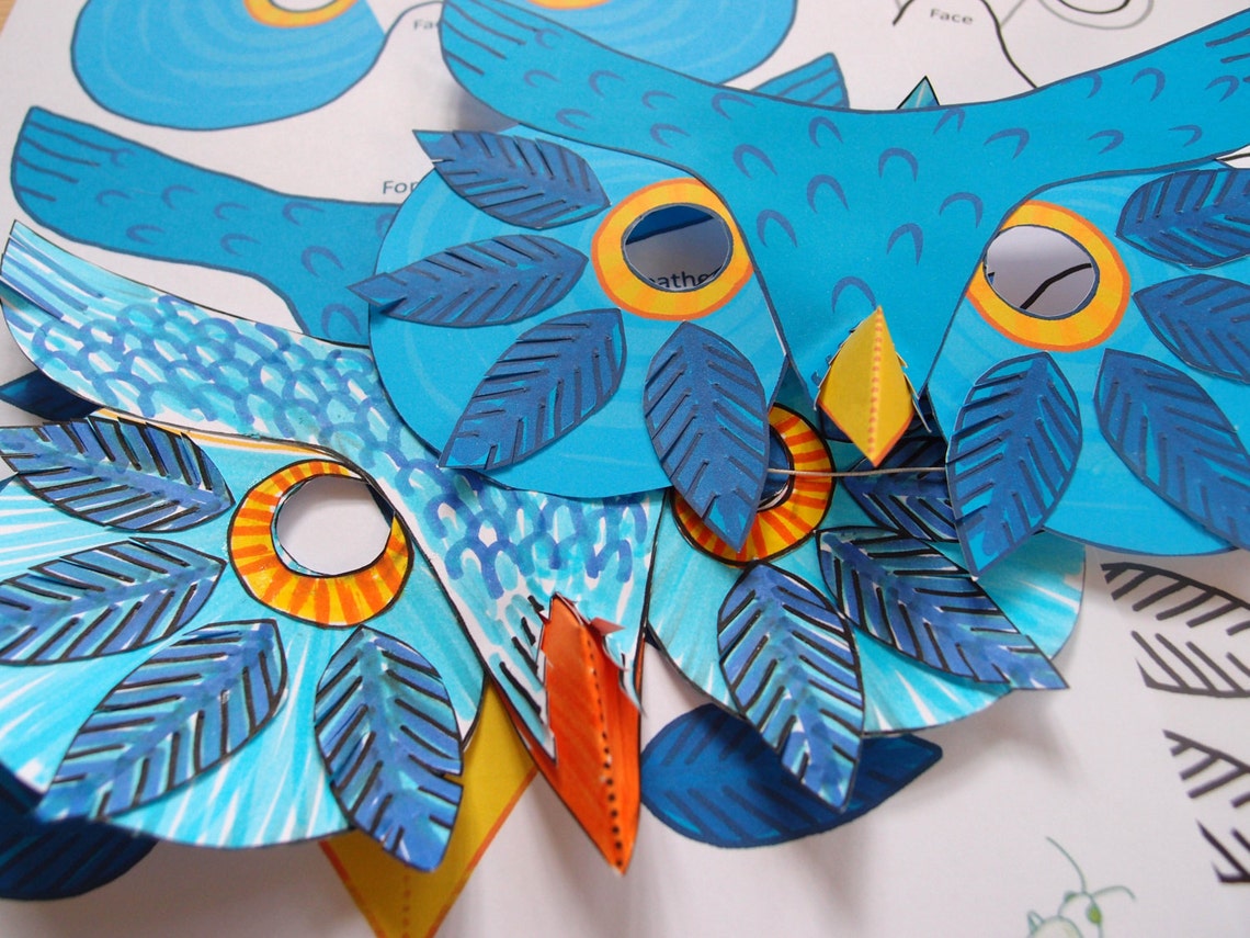 Owl Mask Printable Mask Paper Craft Kit Kid's Activity - Etsy