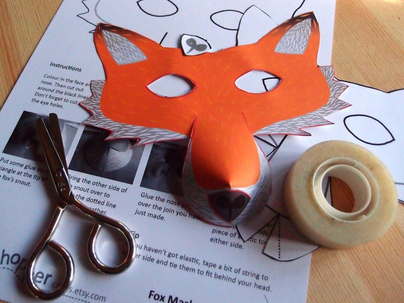 Fox Mask - Printable Craft Kit - Kid's Party Activity - DIY Costume - Etsy