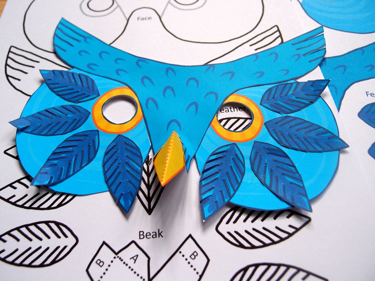 Owl Mask - Printable Mask - Paper Craft Kit - Kid's Activity - Etsy
