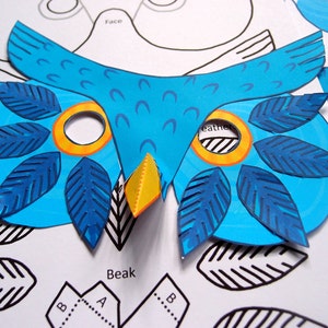 Owl Mask - Printable Mask - Paper Craft Kit - Kid's Activity - Etsy