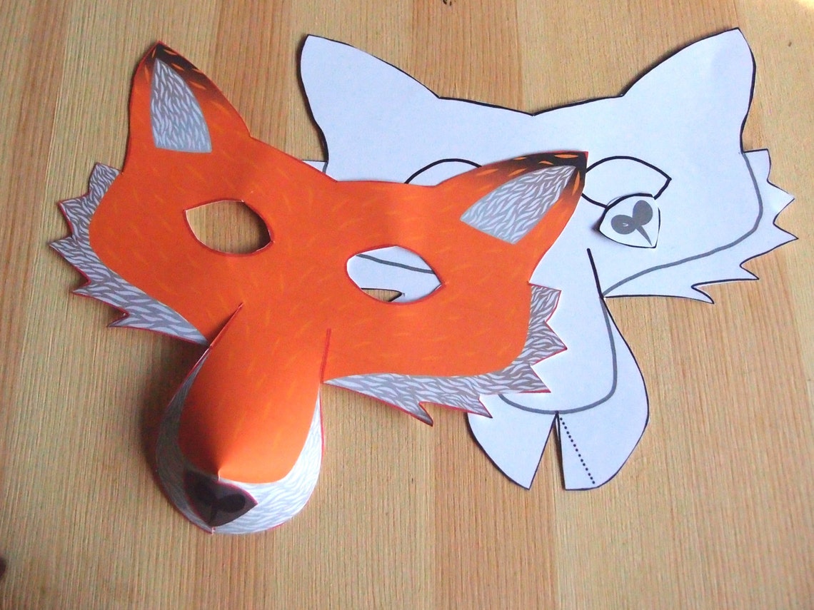 Fox Mask - Printable Craft Kit - Kid's Party Activity - DIY Costume - Etsy