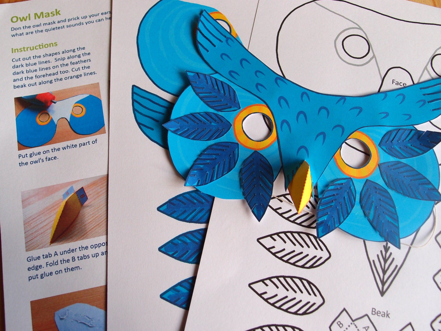 Owl Mask - Printable Mask - Paper Craft Kit - Kid's Activity - Etsy