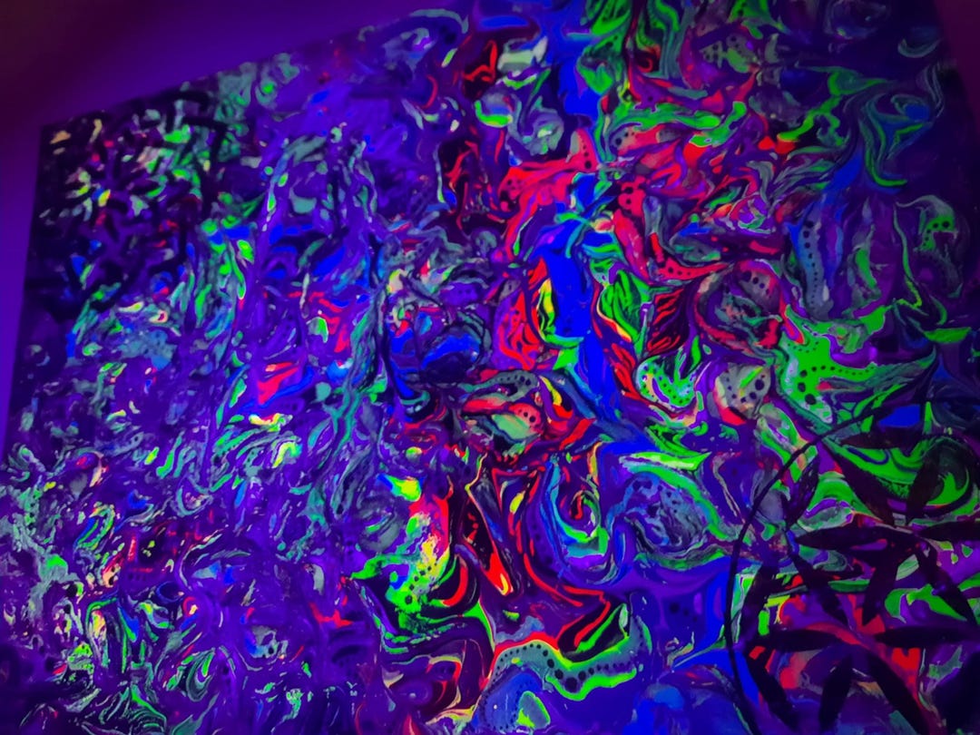 Original Black Light Painting. Original Abstract Artwork, UV Reactive ...