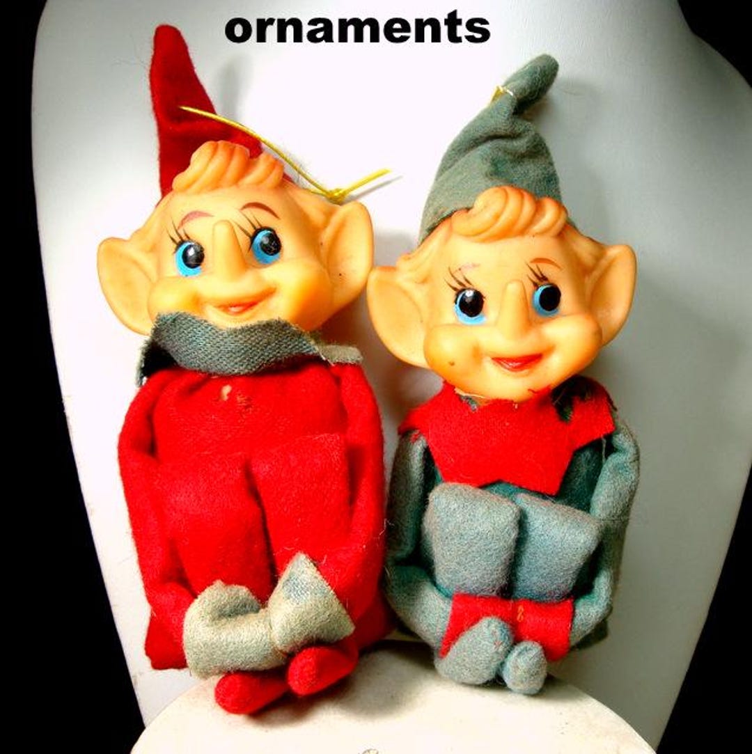 2 Vintage Elf Elves Pixies Knee Huggers, Christmas Holiday Tree ...