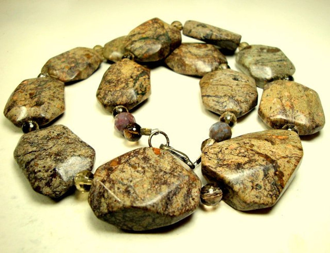 Genuine Natural Brown Jasper Stone & Faceted Smokey Topaz - Etsy