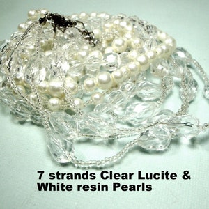 Clear Lucite & White Pearl 7 Strand Bridal Choker Necklace - Etsy