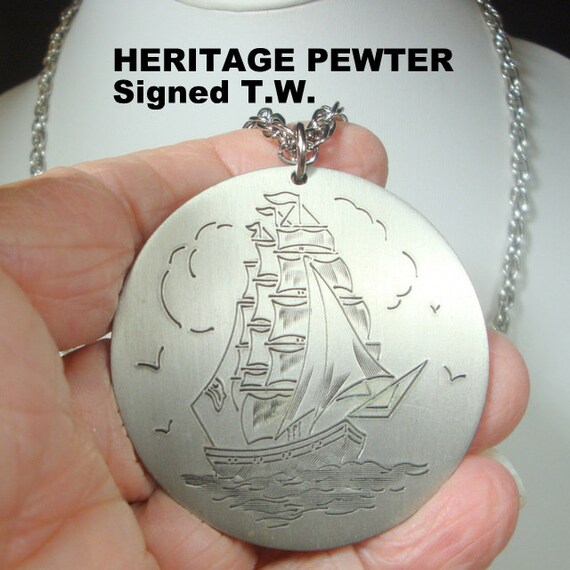 vintage etched tall ship - Gem