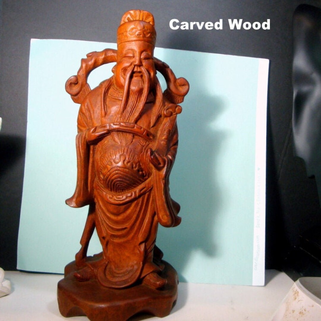 Hand Carved Wood Chinese Wise Man Statue - 13 Inch Asian Art - Etsy