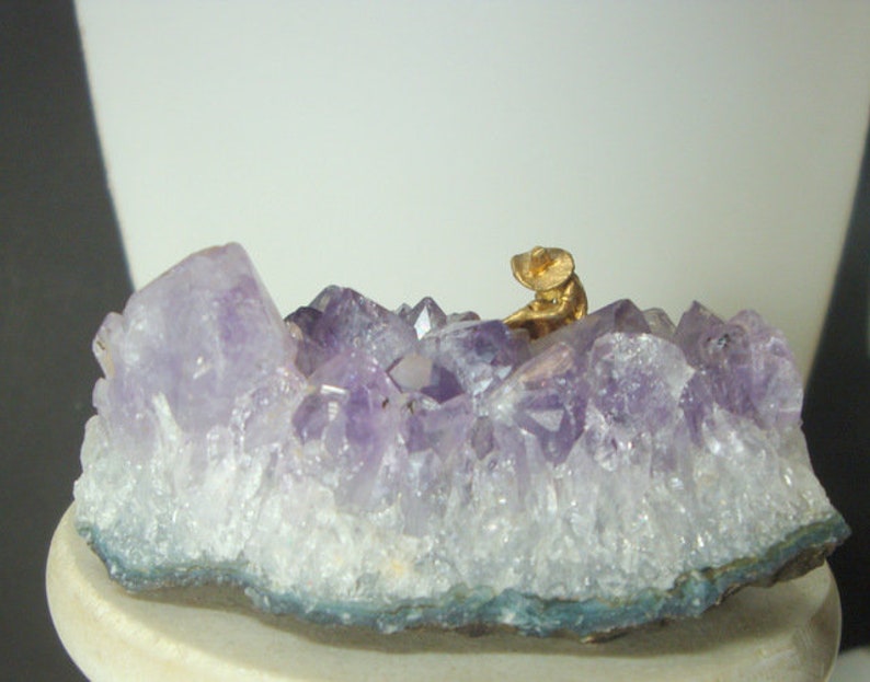 Tiny PROSPECTOR Man on Amethyst Crystal Sculpture Natural - Etsy