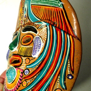 Colorful Face Mask From Mexico, Handpainted Terra Cotta Glazed Ceramic ...