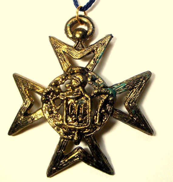 Large Bronzetone IRON Cross Gladiator Pendant on Dar… - Gem